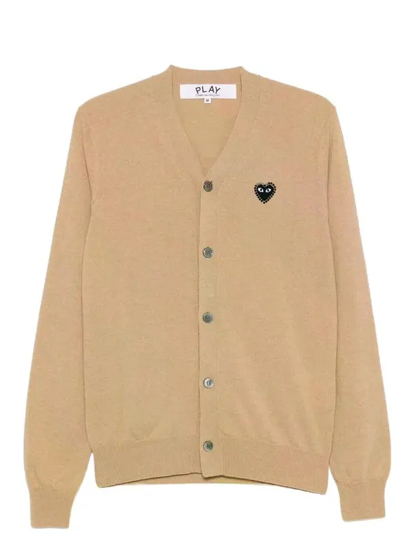 Play Comme Des Garcon Logo-heart Cardigan - Neutrals