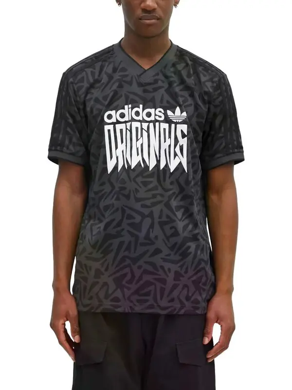Adidas Abstract-print V-neck T-shirt - Grey