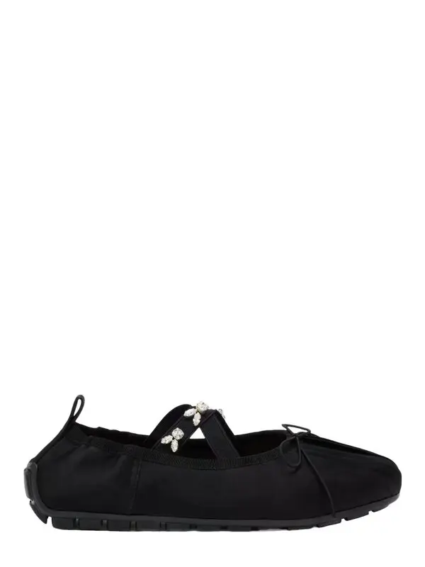 Simone Rocha Pleated Ballet Flats With Crystal Embellishments - Black