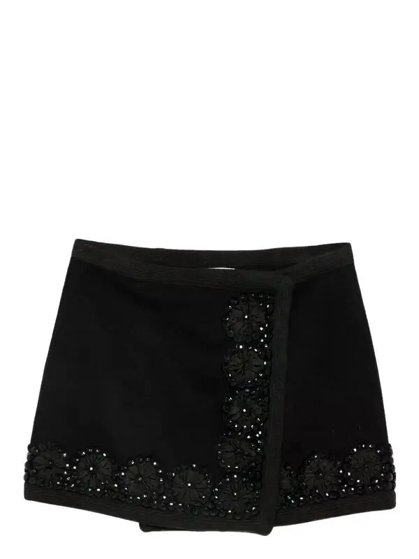 P.a.r.o.s.h Embellished Wrap Mini Skirt - Black