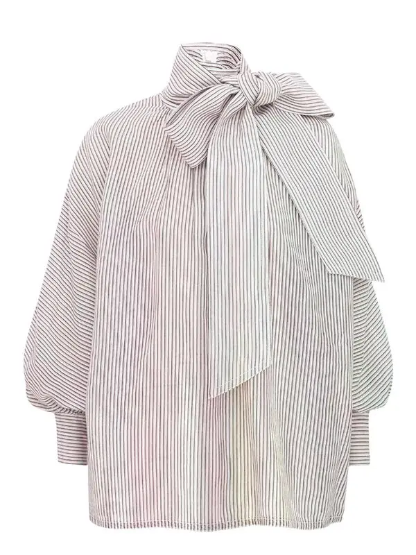 Zimmermann Striped Balloon-sleeve Blouse - White