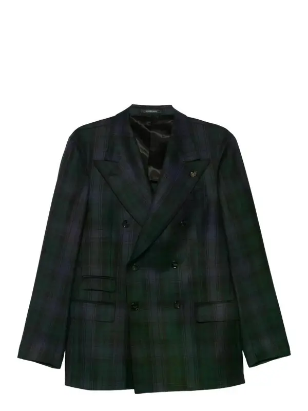 GABRIELE PASINI Double-breasted Plaid Jacket - Blue