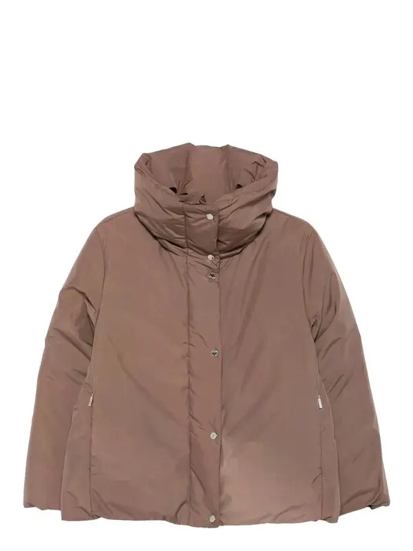 MOORER High-neck Quilted Jacket - Brown