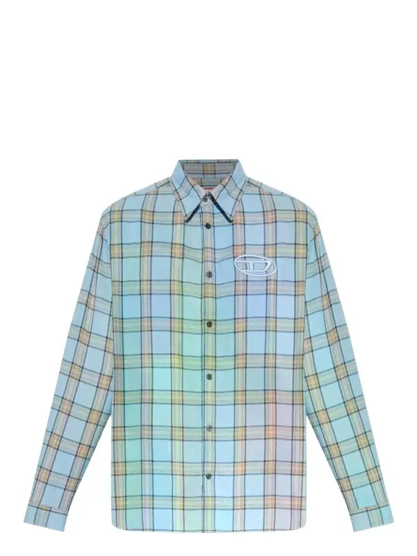 DIESEL S-simply-ajfi Embroidered Checked Shirt - Blue