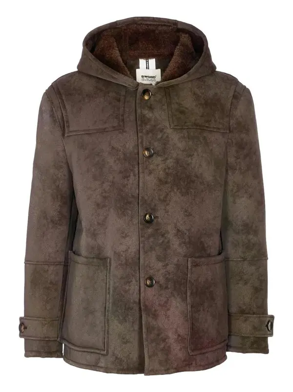 SWORD 6644 Faux-shearling Hooded Jacket - Brown