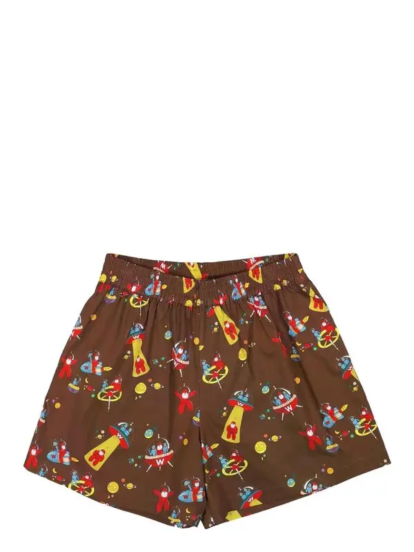 WALTER VAN BEIRENDONCK Alien Print Shorts - Brown