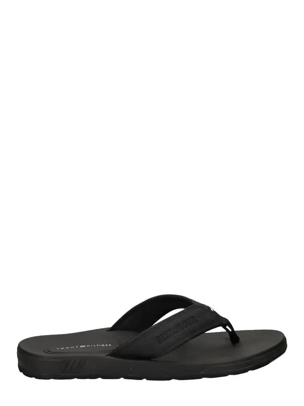 Tommy Hilfiger Textured-strap Flip-flops - Black