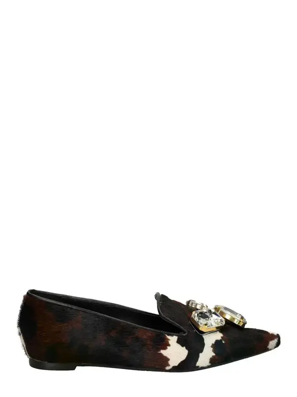 RAS Crystal-embellished Pointed-toe Loafers - Brown