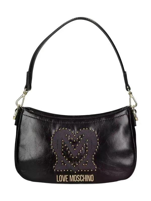 Moschino Logo-plaque Studded Shoulder Bag - Black
