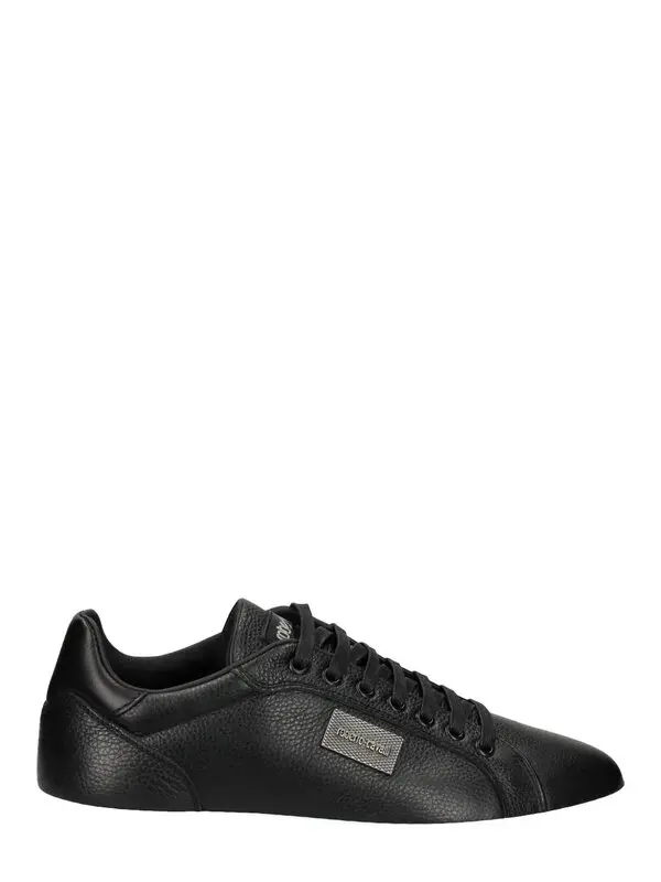 Roberto Cavalli Leather Plaque Sneakers - Black