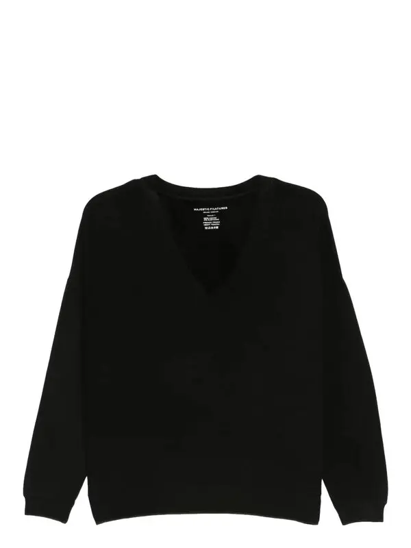 Majestic Filatures Boxy V-neck Sweater - Black