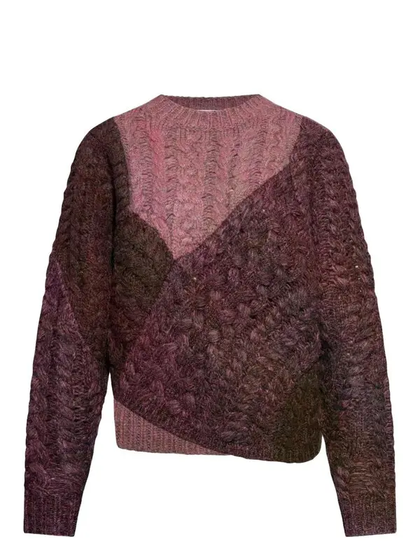 MARANT ETOILE Cable-knit Patchwork Sweater - Pink