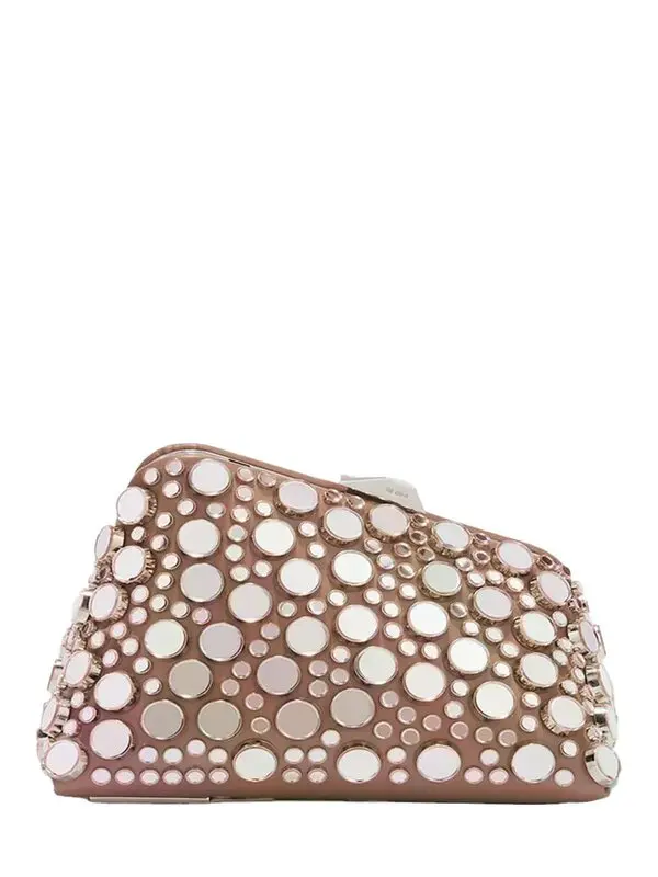 Attico Mirror-embellished Clutch - Brown