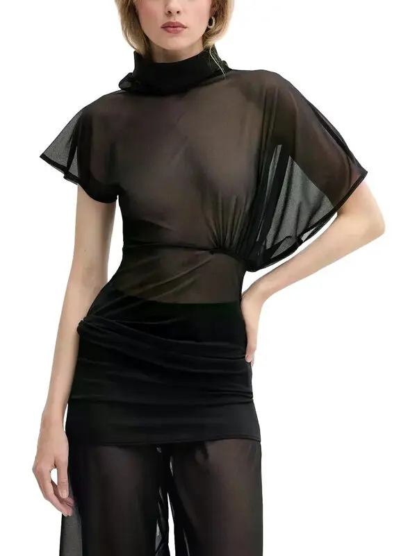 Rick Owens Sheer High-neck Top - Black