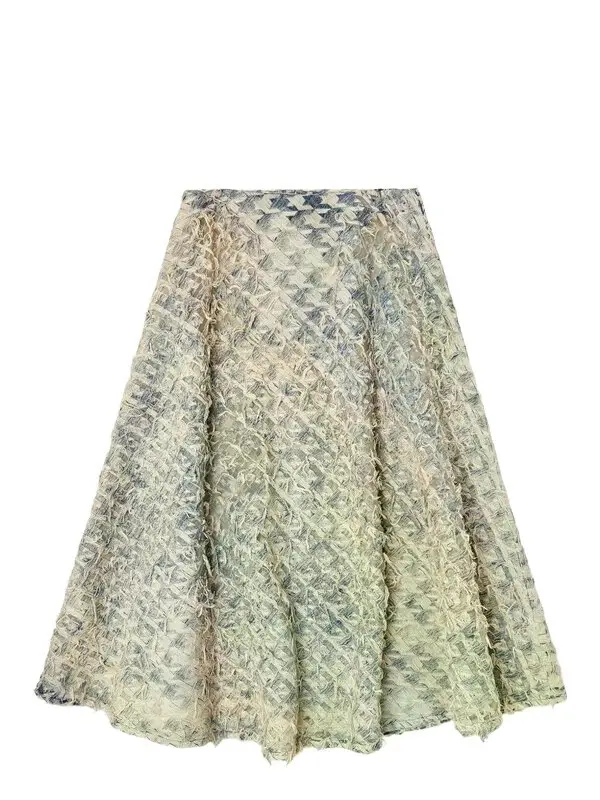 DIESEL® Houndstooth Frayed Denim Skirt - Blue
