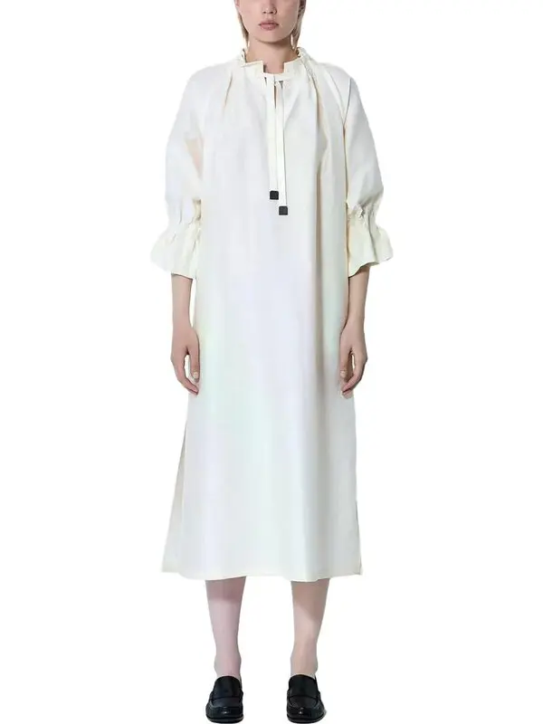 Max Mara Jene Ruffled-sleeve Midi Dress - White