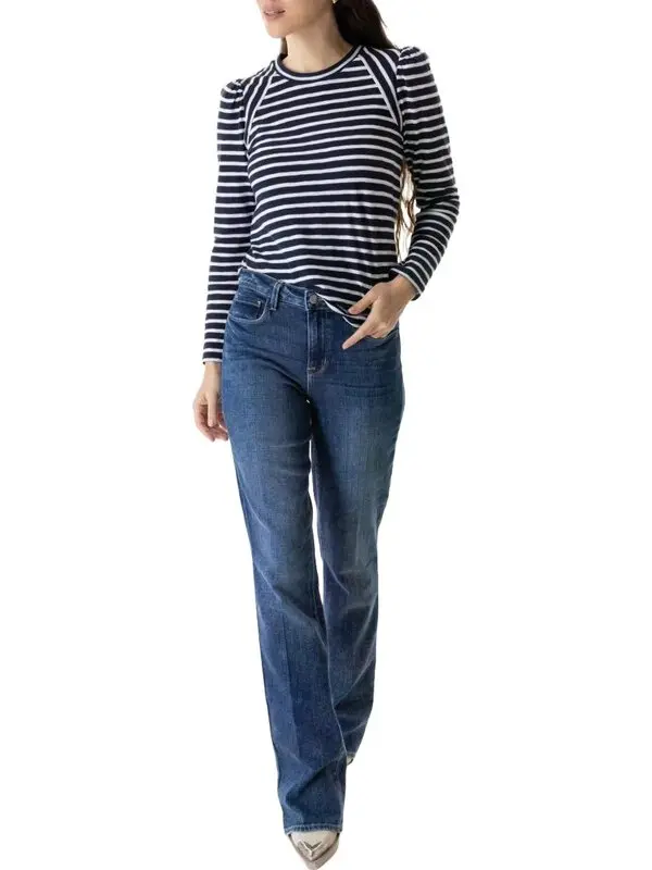 Veronica Beard Striped Raglan-sleeve T-shirt - Blue