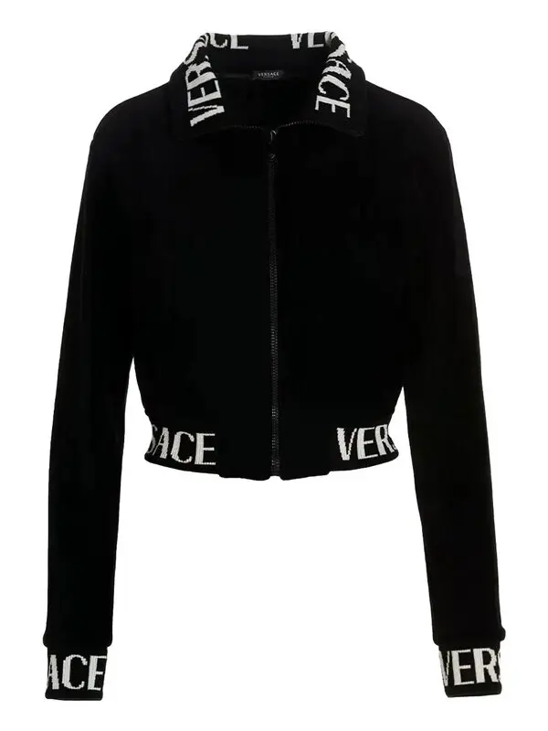 Versace Logo-detail Zip-up Jacket - Black