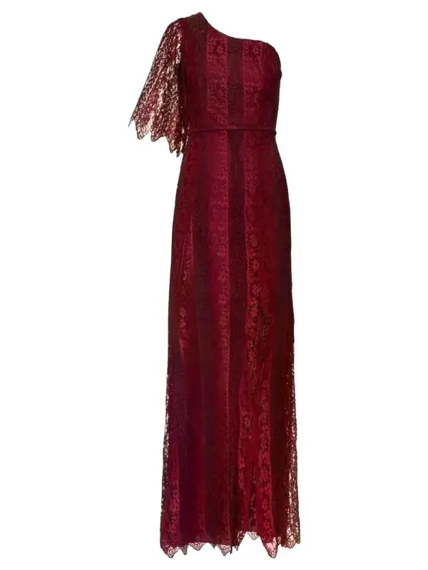 LETHICIA BRONSTEIN Alva One-shoulder Lace Dress - Red