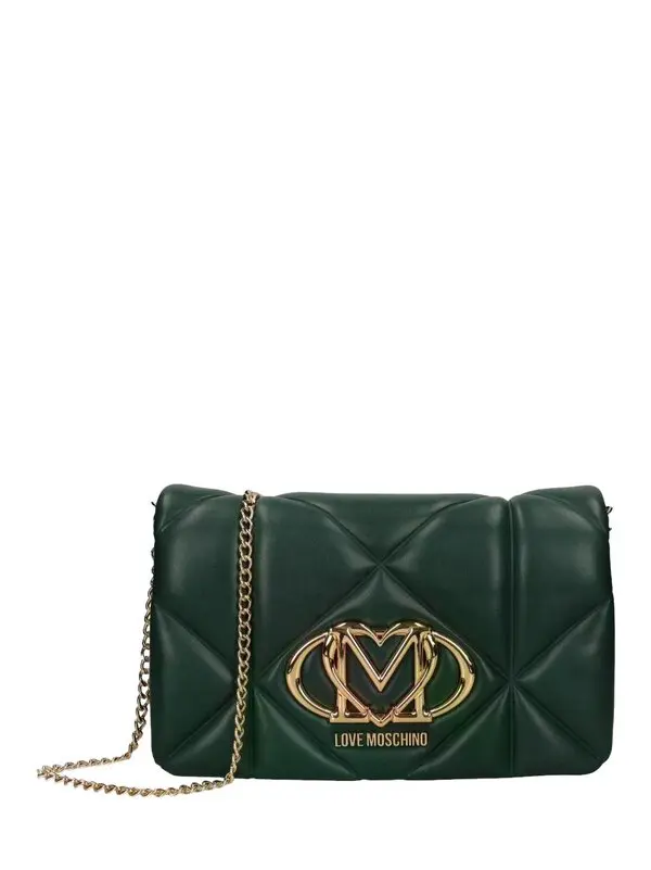 Moschino Quilted Shoulder Bag With Chain Strap - Green