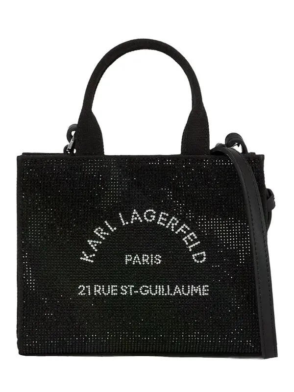 Karl Lagerfeld Mini Embellished Square Tote Bag - Black