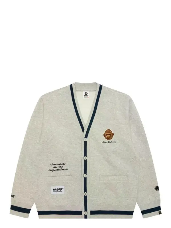 AAPE BY *A BATHING APE® Embroidered Monkey Buttoned Cardigan - Grey