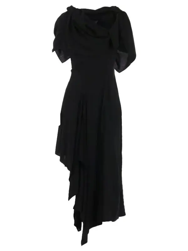 Yohji Yamamoto Lace-up Asymmetrical Dress - Black
