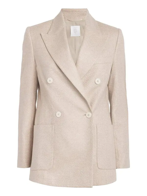 Eleventy Silk-cashmere Herringbone Blazer - Beige