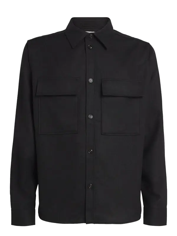 J. Lindeberg Wool-blend Overshirt - Black
