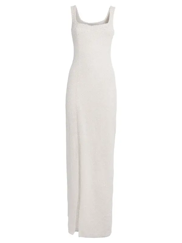 CLIO PEPPIATT Crystal-embellished Square-neck Gown - Ivory