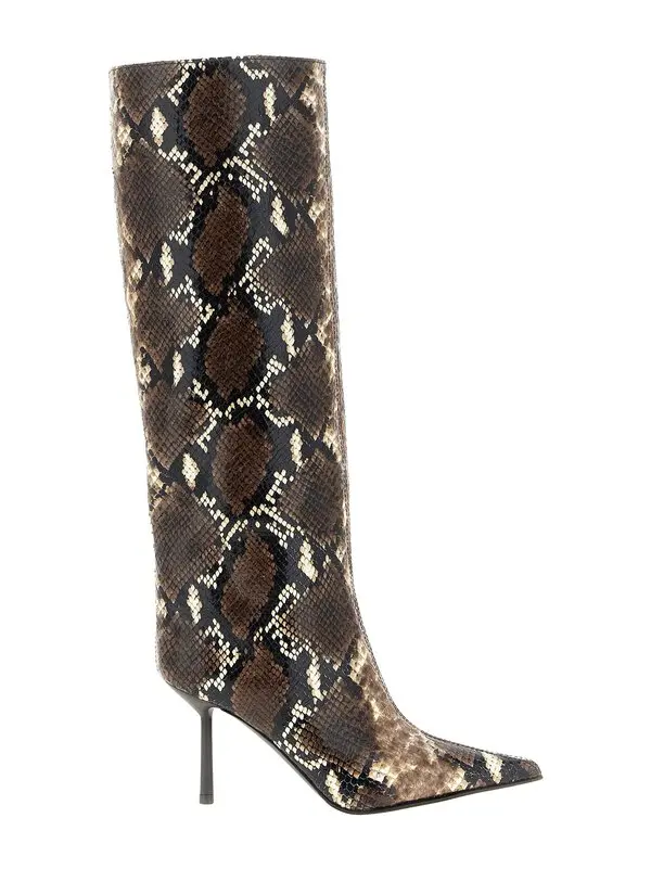 LE SILLA Bella Python Print Leather Boots - Brown