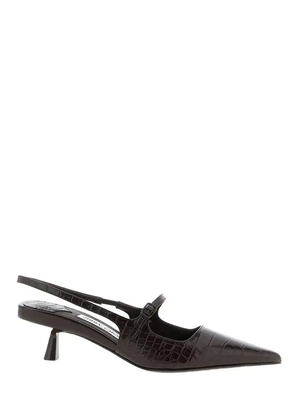 JIMMY CHOO Didi Crocodile-print Leather Slingbacks - Brown
