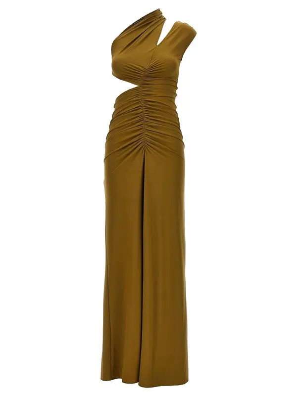 Atlein Cut-out Draped Dress - Green