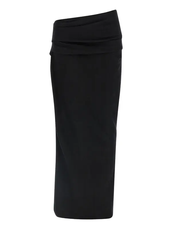 ENTIRE STUDIOS Stretch Wool Midi Skirt - Black