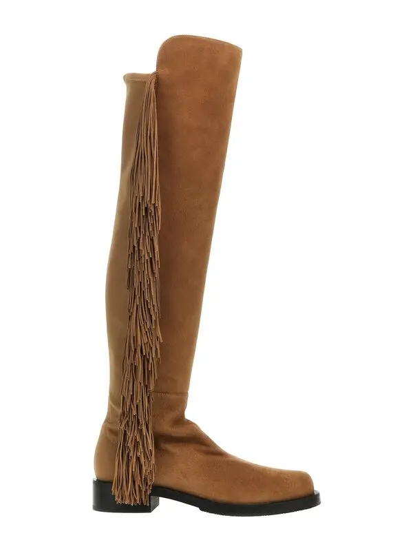 STUART WEITZMAN 5050 Bold Fringe Boots - Beige