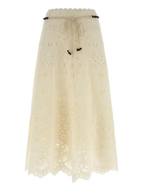 Zimmermann Rhiannon Midi Skirt - Beige