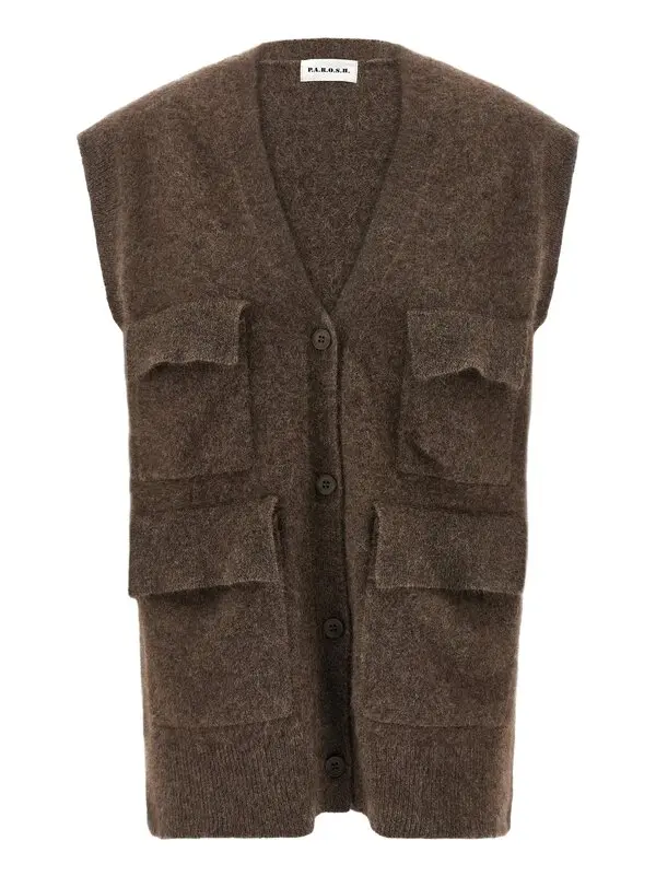 P.a.r.o.s.h Lacoon Raccoon Wool Vest - Brown