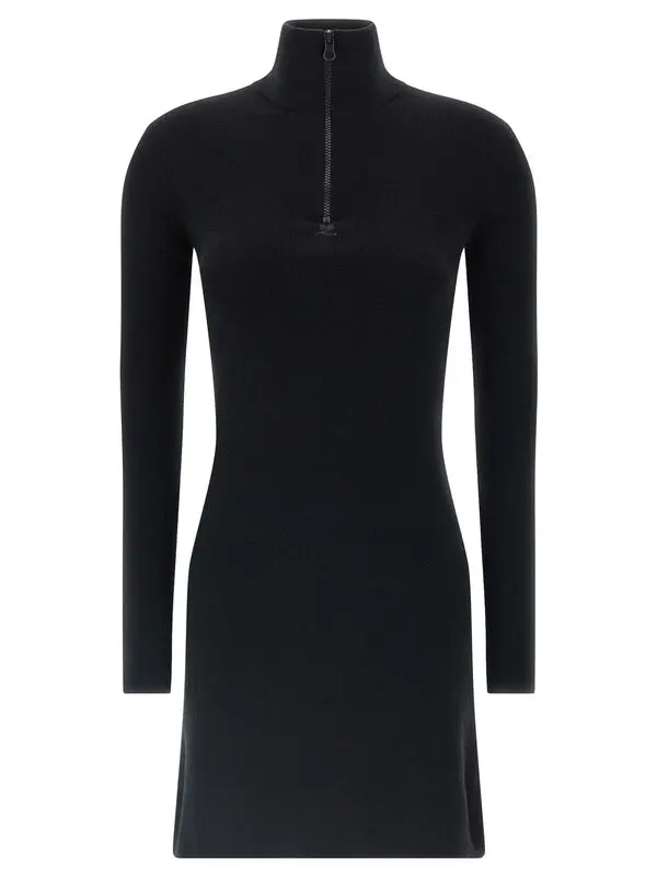 COURREGES Wool Knit Mini Dress - Black