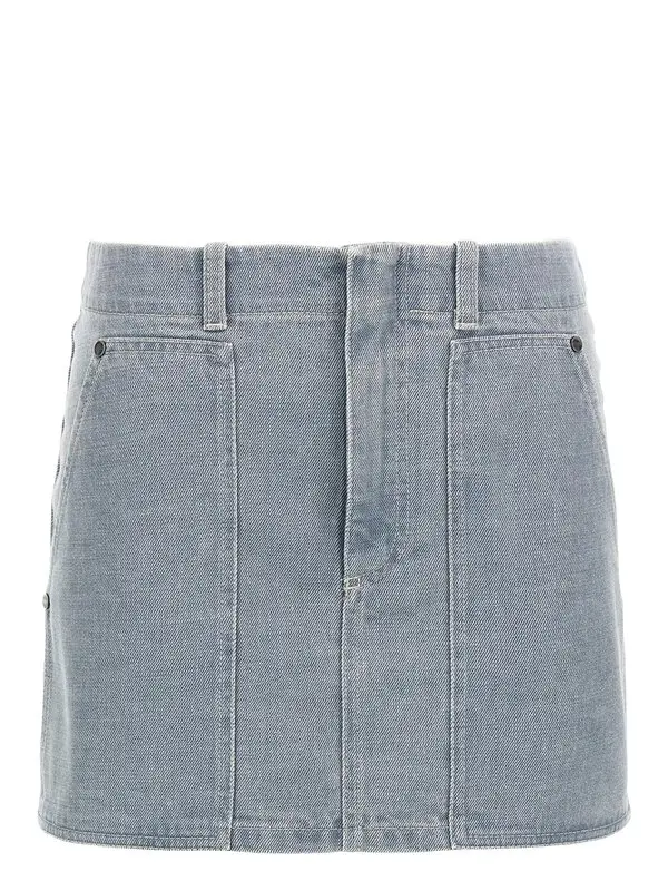 Fendi Go-to Denim Mini Skirt - Gray