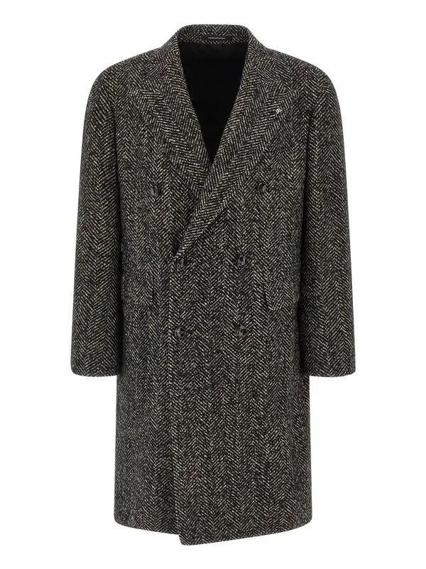 Tagliatore Londra Herringbone Wool-blend Coat - Black