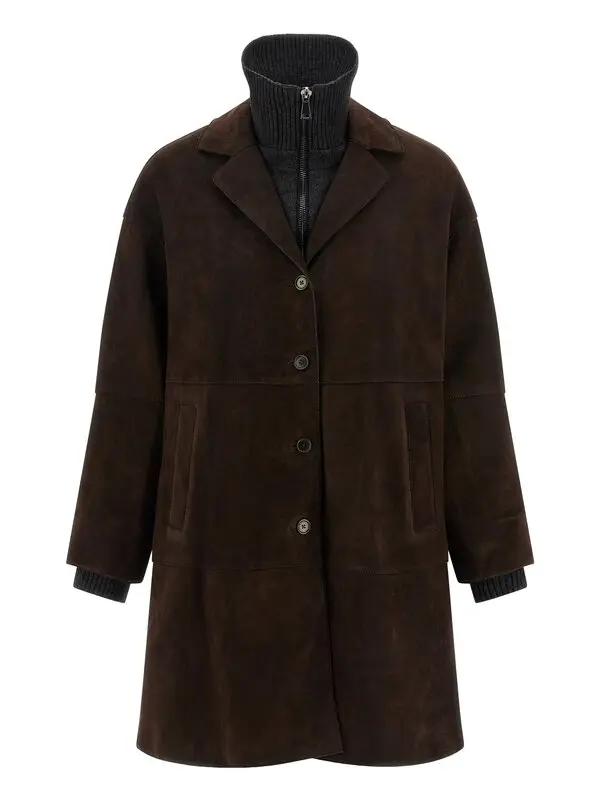 P.a.r.o.s.h Monet25 W' Suede Coat - Brown