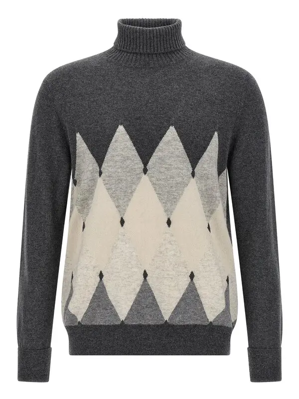BALLANTYNE Argyle Turtleneck - Gray