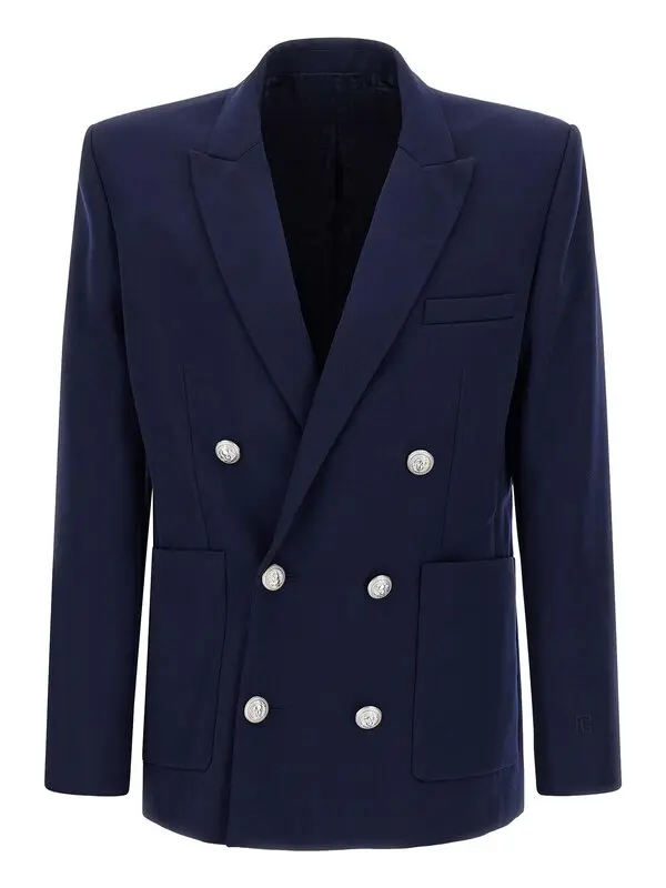 Balmain Grain De Poudre Blazer - Blue