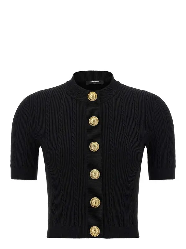 Balmain Short Sleeve Cardigan - Black