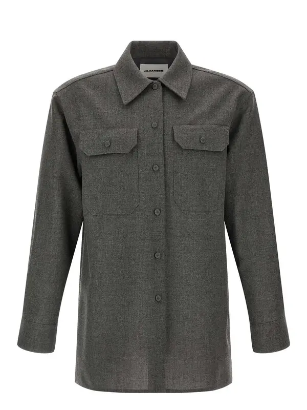 JIL SANDER Wool Canvas Shirt - Gray