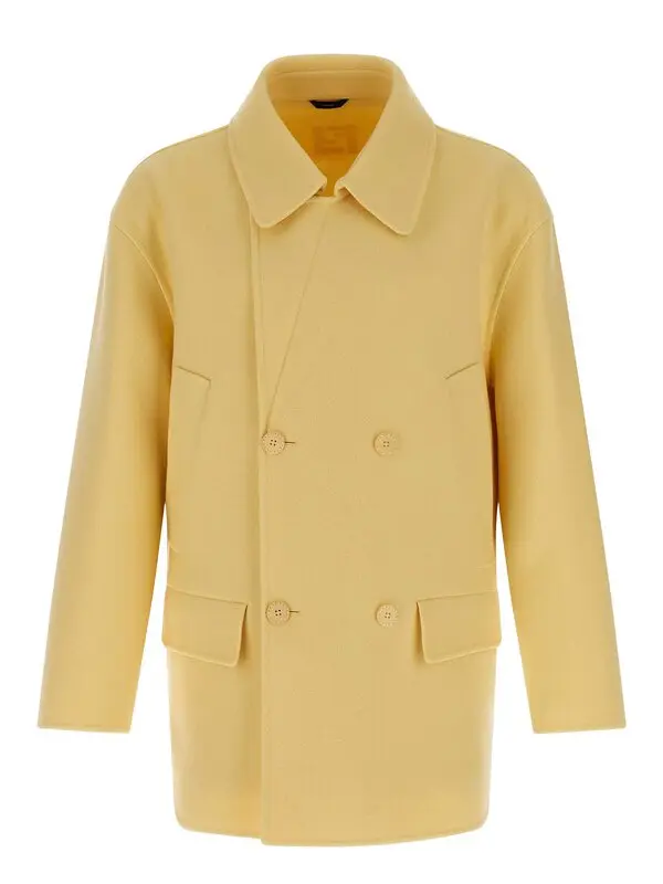 Fendi Felt Caban Coat - Yellow