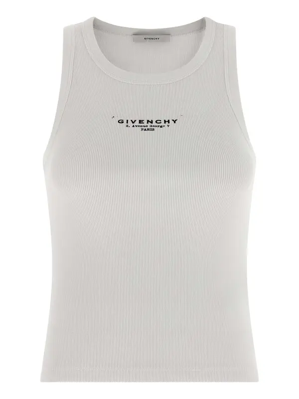 Givenchy Logo Ribbed Top - White