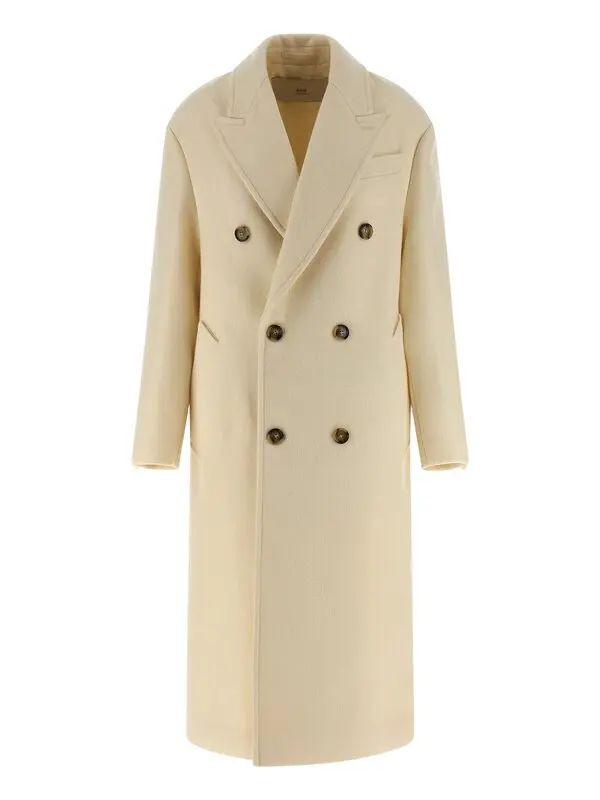 Ami Double-breasted Virgin Wool Coat - White