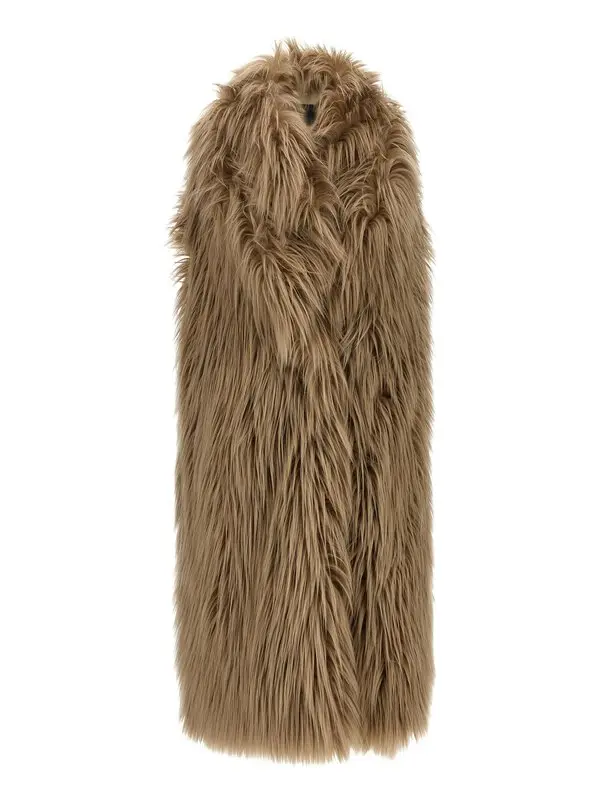 B&B COUTURE Long-haired Faux Fur 'ice' Vest - Beige