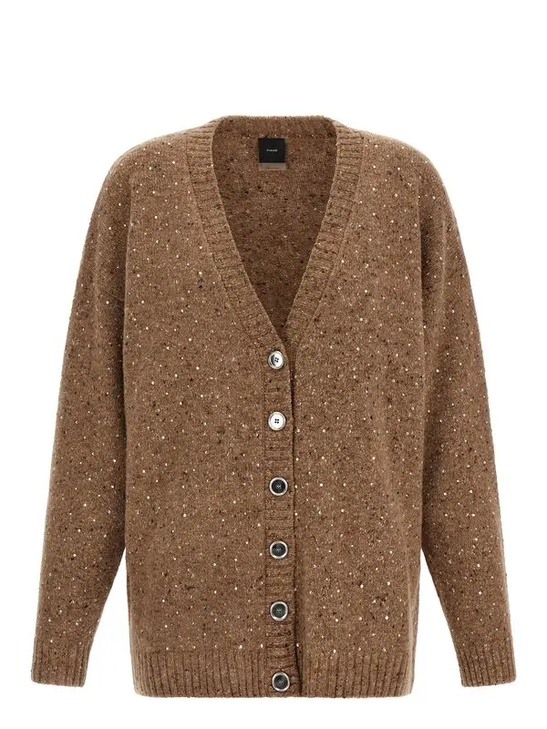 Pinko Marche Bouclé Cardigan - Beige